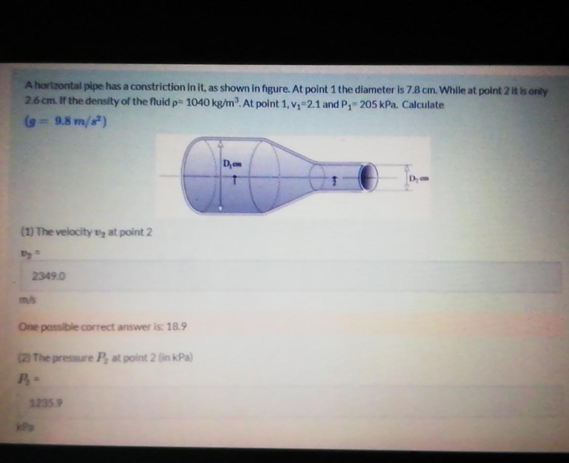 Solved Ahodizontal pipe has a constriction in it, as shown | Chegg.com