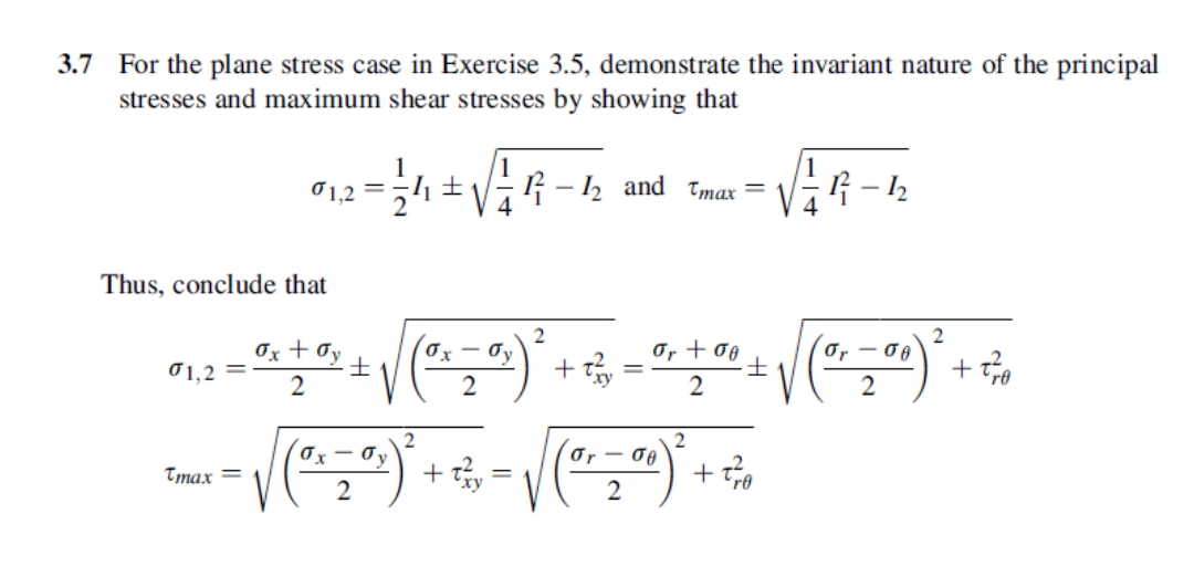 Solved 7 For the plane stress case in Exercise 3.5, | Chegg.com