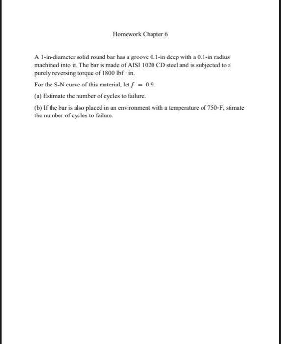 Homework Chapter 6 A 1-in-diameter solid round bar | Chegg.com