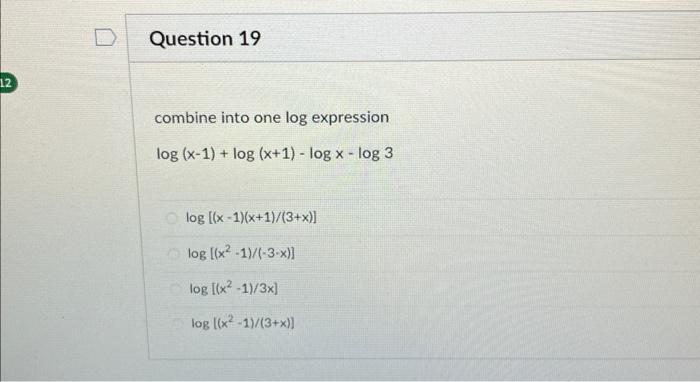 Solved combine into one log expression | Chegg.com