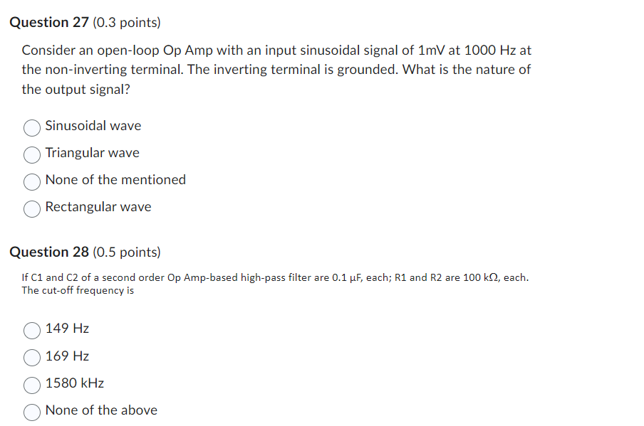 Solved Consider an open-loop Op Amp with an input sinusoidal | Chegg.com