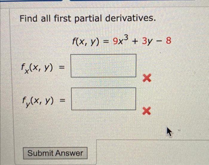 Solved Find all first partial derivatives. | Chegg.com