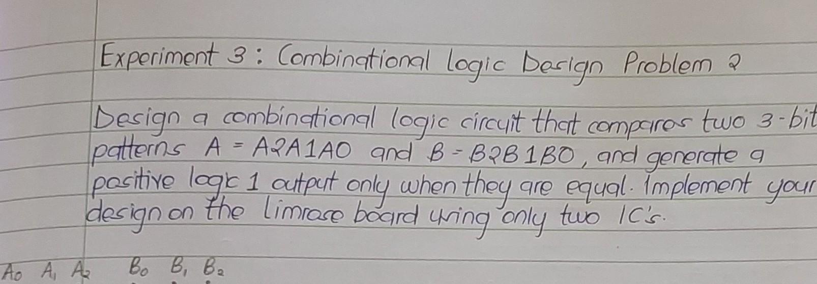 Experiment 2: Combinational logic Design Program 1 | Chegg.com