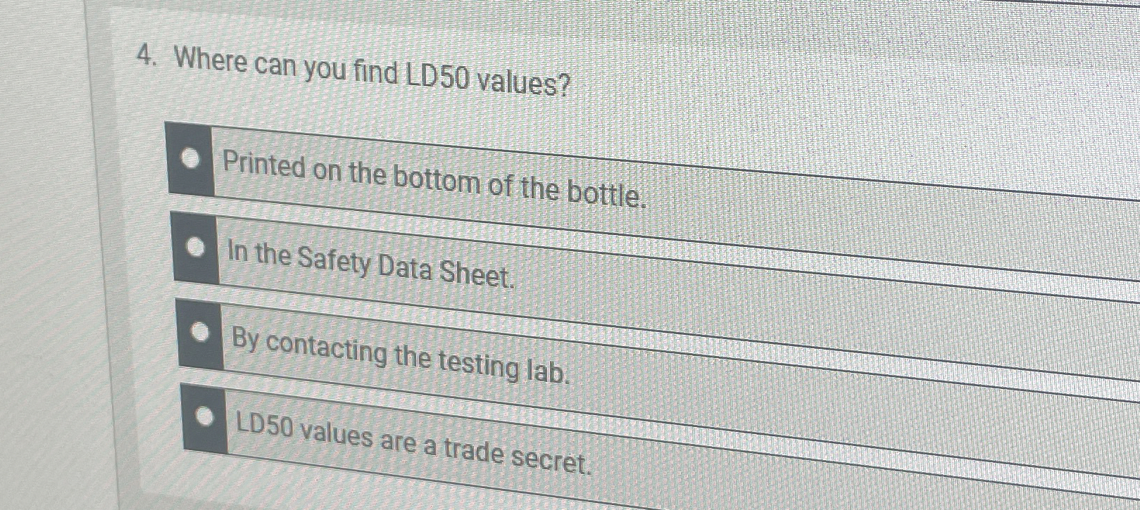 Solved Where can you find LD50 ﻿values?Printed on the bottom | Chegg.com