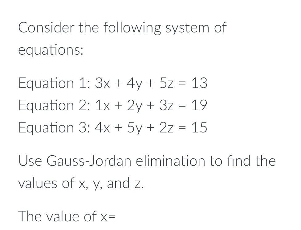 Solved Consider the following system ofequations:Equation 1: | Chegg.com