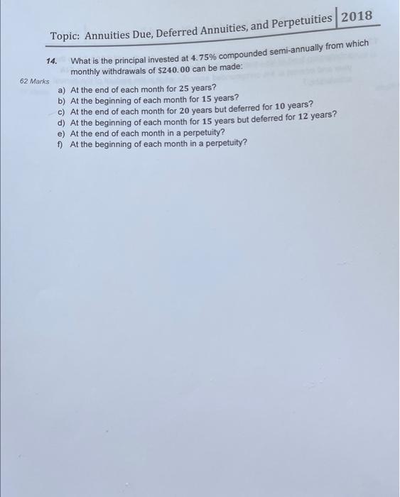 Solved Topic: Annuities Due, Deferred Annuities, and 14. | Chegg.com