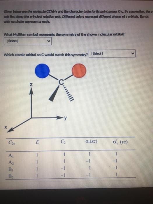 Solved Given below are the molecule CCl2H2 and the character | Chegg.com