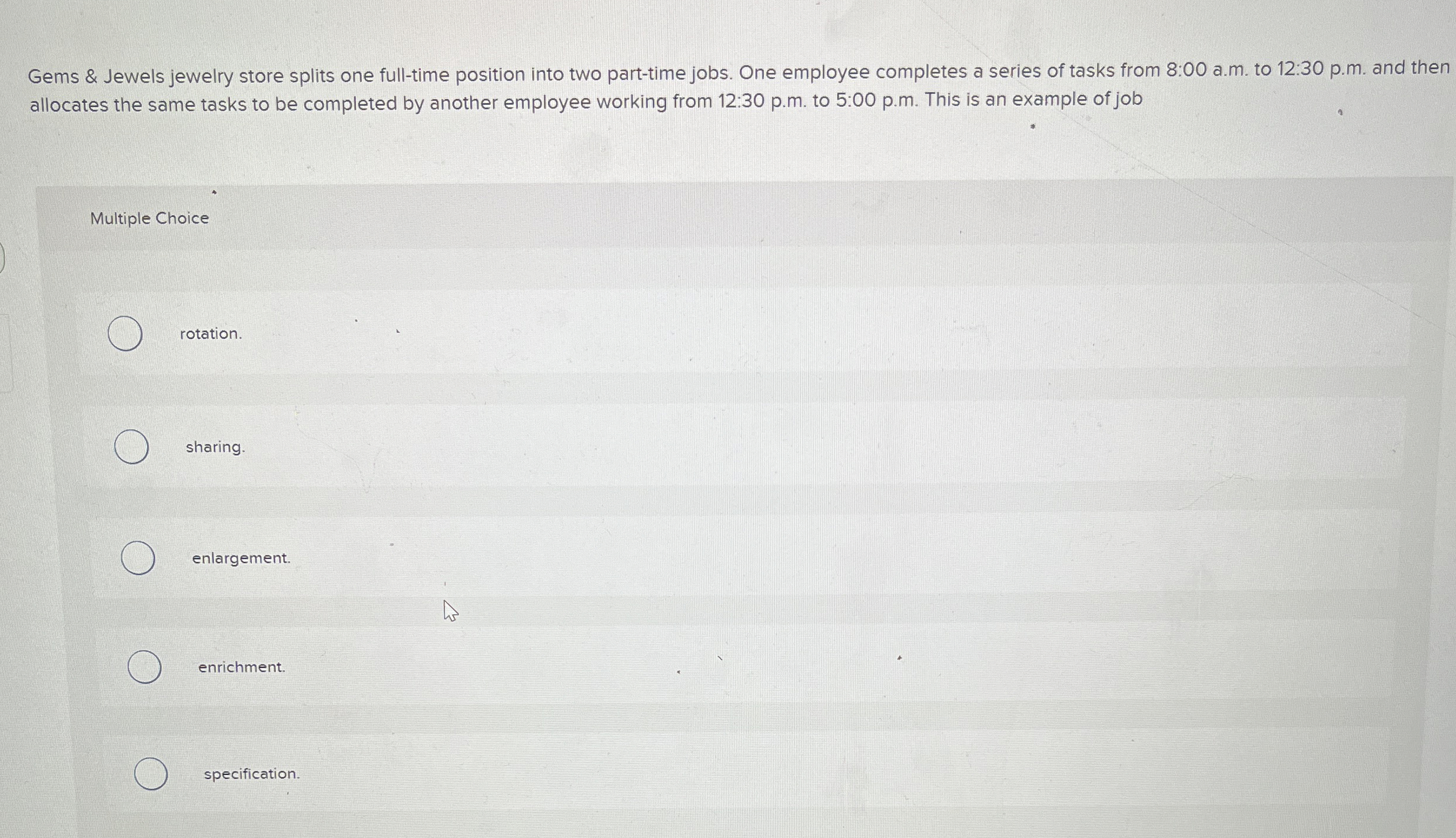 Solved Gems & Jewels jewelry store splits one full-time | Chegg.com