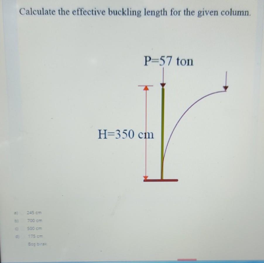 Solved Calculate the effective buckling length for the given | Chegg.com