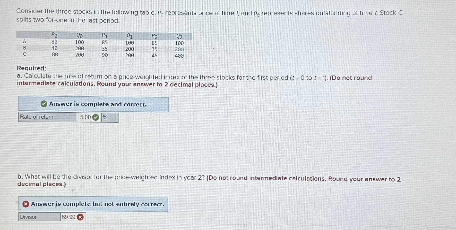 Solved Consider the three stocks in the following table. Pt | Chegg.com