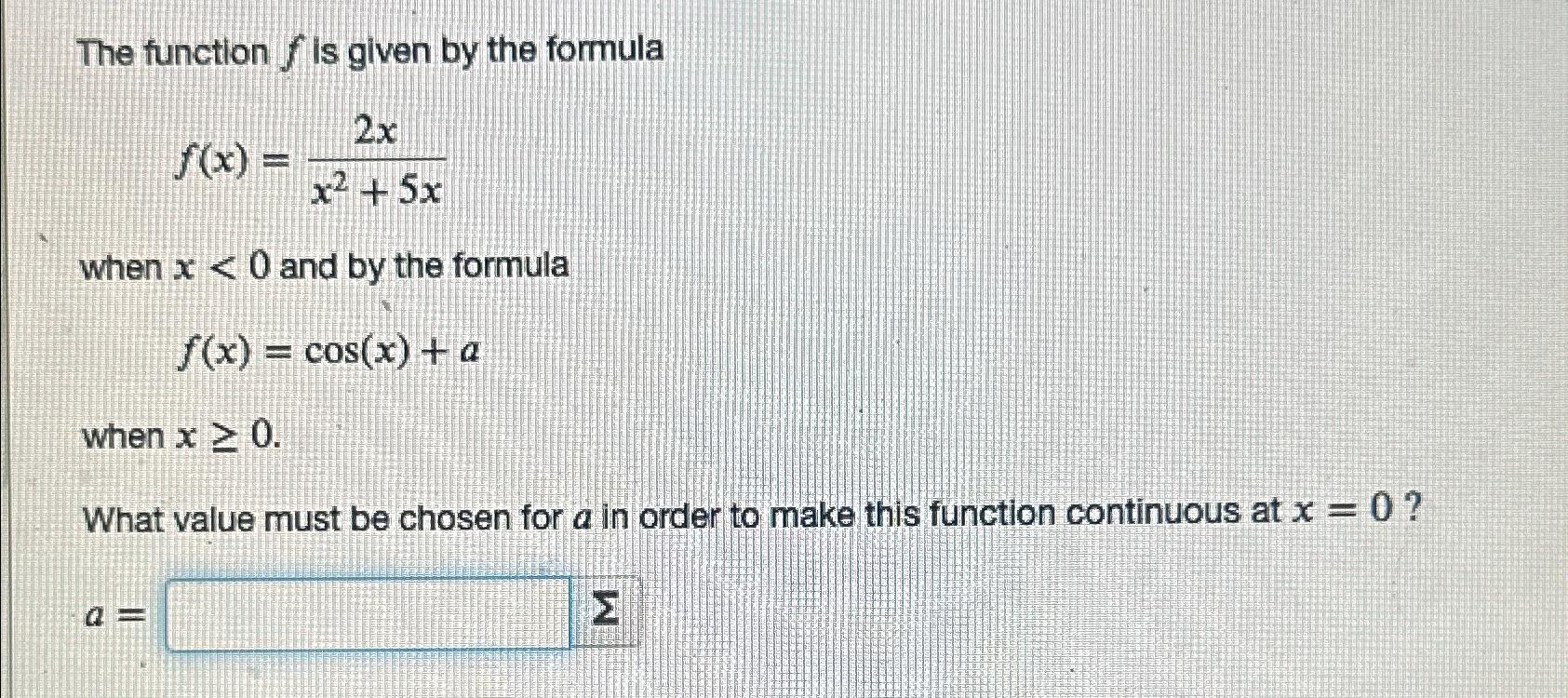 Solved The function f ﻿is given by the | Chegg.com