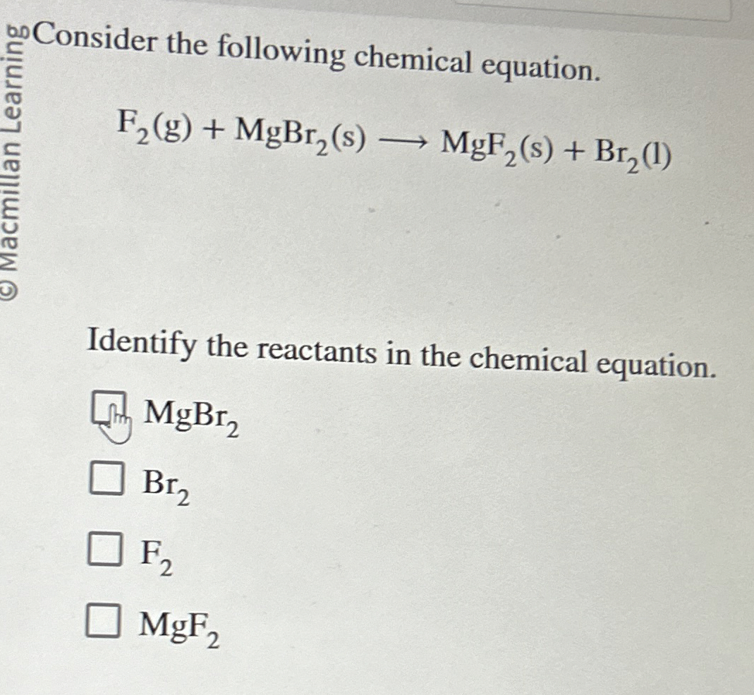 Solved Consider the following chemical | Chegg.com