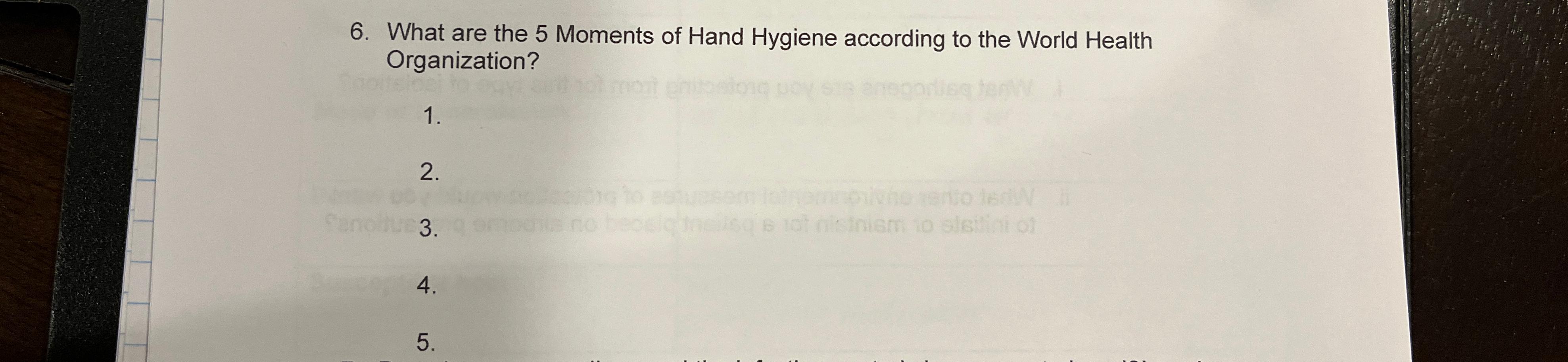 Solved What are the 5 ﻿Moments of Hand Hygiene according to | Chegg.com