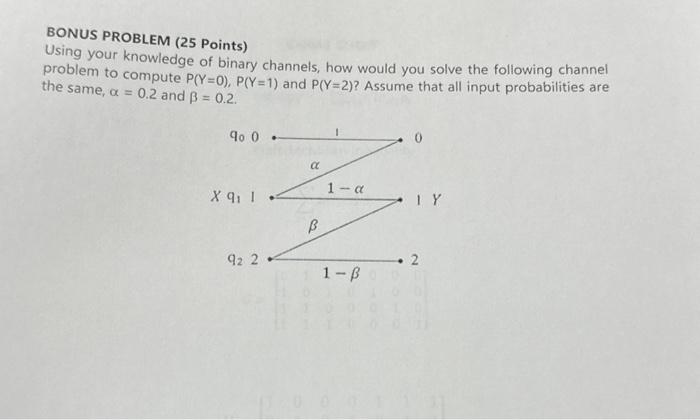 Bonus Problem 25 Points Using Your Knowledge Of 