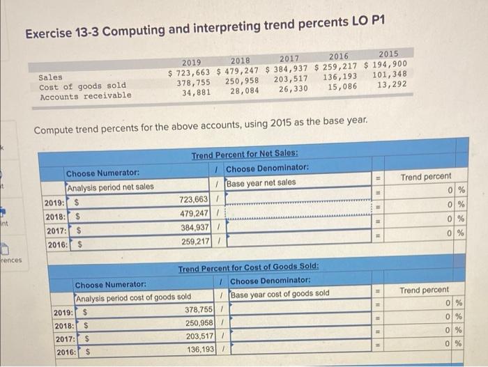 Solved Exercise 13-3 Computing and interpreting trend | Chegg.com