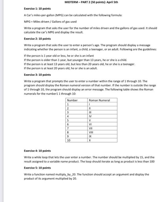 Solved Exercise 1: 10 points A Car's miles-per-gallon (MPG) | Chegg.com