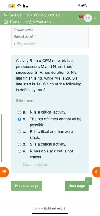 Solved Activity R on a CPM network has predecessors M and N, | Chegg.com