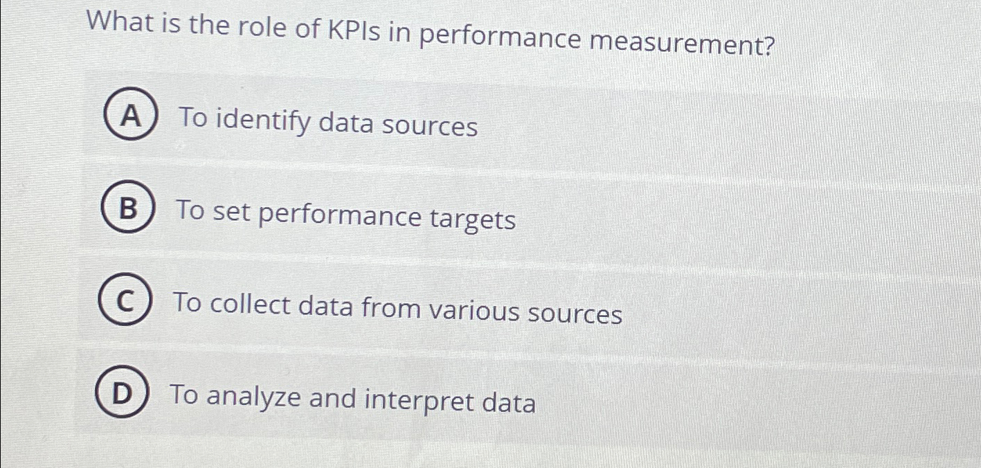 Solved What is the role of KPIs in performance | Chegg.com