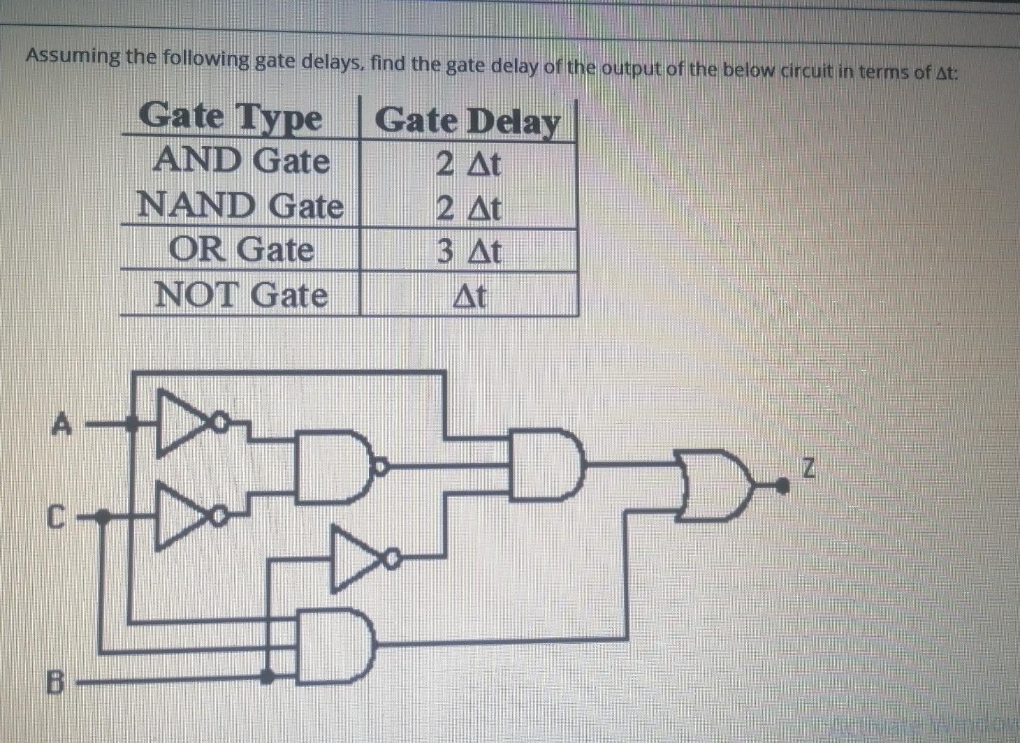 Solved Assuming the following gate delays, find the gate | Chegg.com