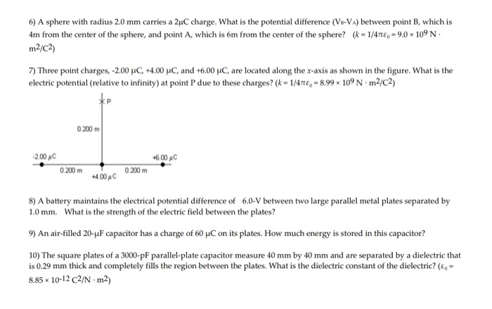 Solved 6) A sphere with radius 2.0 mm carries a 2C charge. | Chegg.com