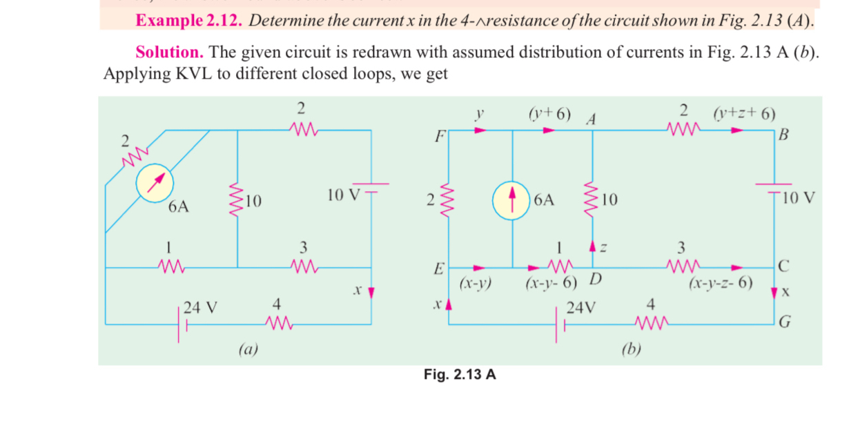 Solved Example 2.12. ﻿Determine the current x ﻿in the | Chegg.com