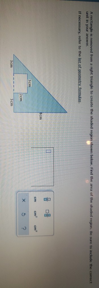 Solved A rectangle is removed from a right triangle to | Chegg.com