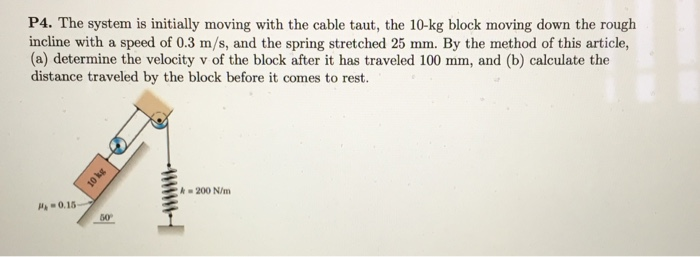 Solved P4. The system is initially moving with the cable | Chegg.com