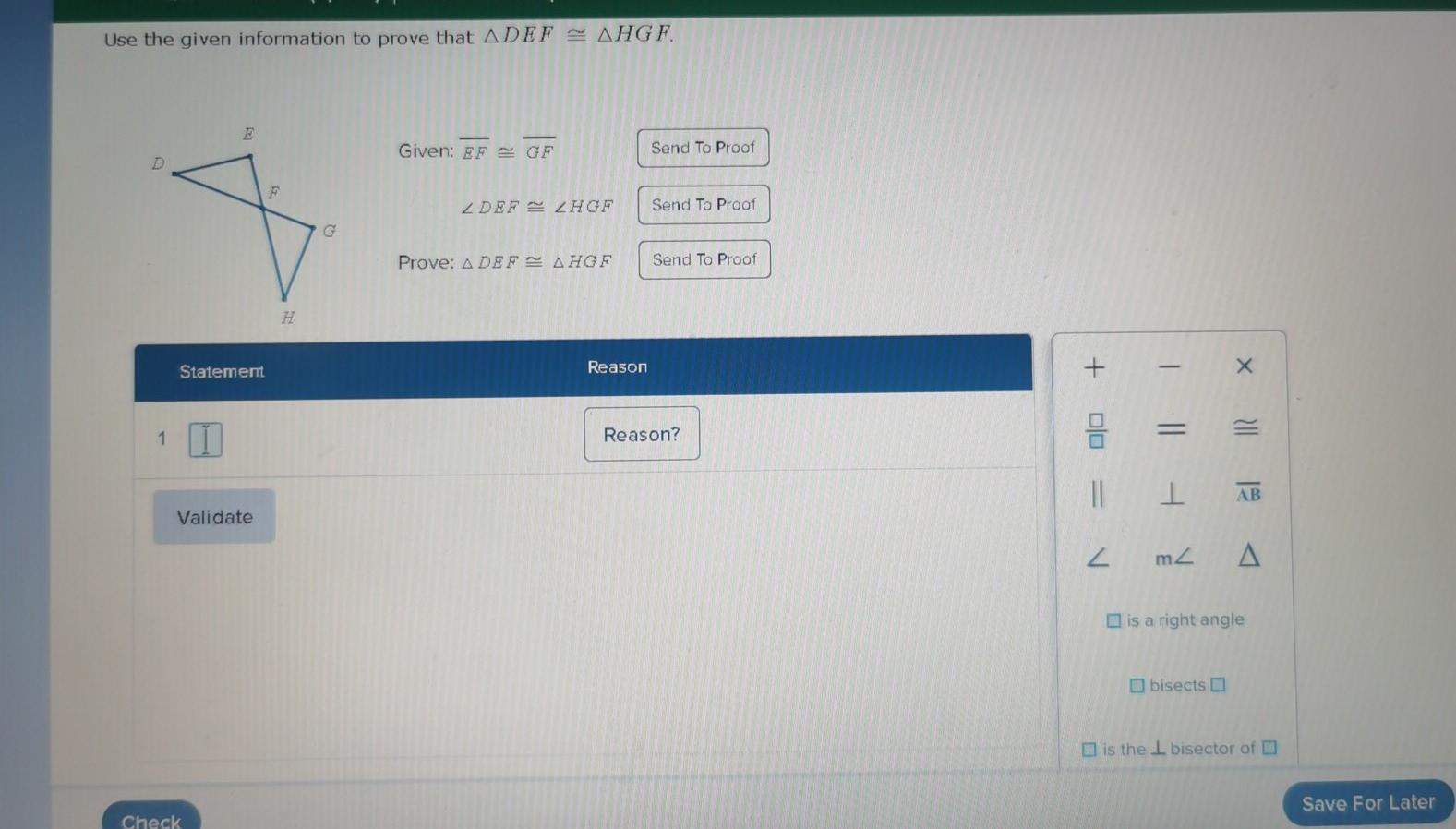 Solved Use the given information to prove that ADEF AHGF. | Chegg.com