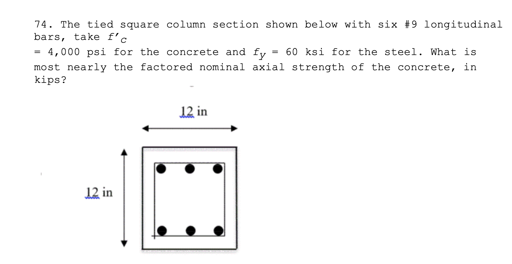 Solved The tied square column section shown below with six | Chegg.com