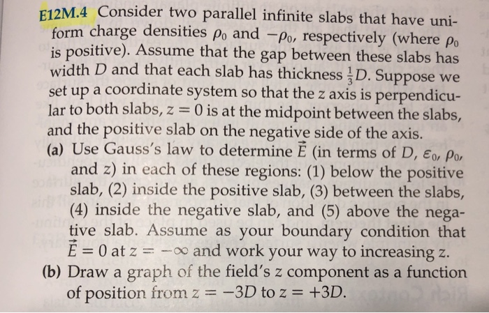 Solved 512M.4 Consider two parallel infinite slabs that have | Chegg.com