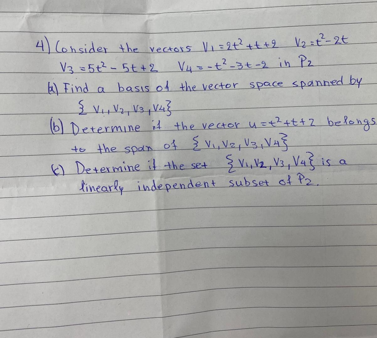 Solved Consider the vectors | Chegg.com