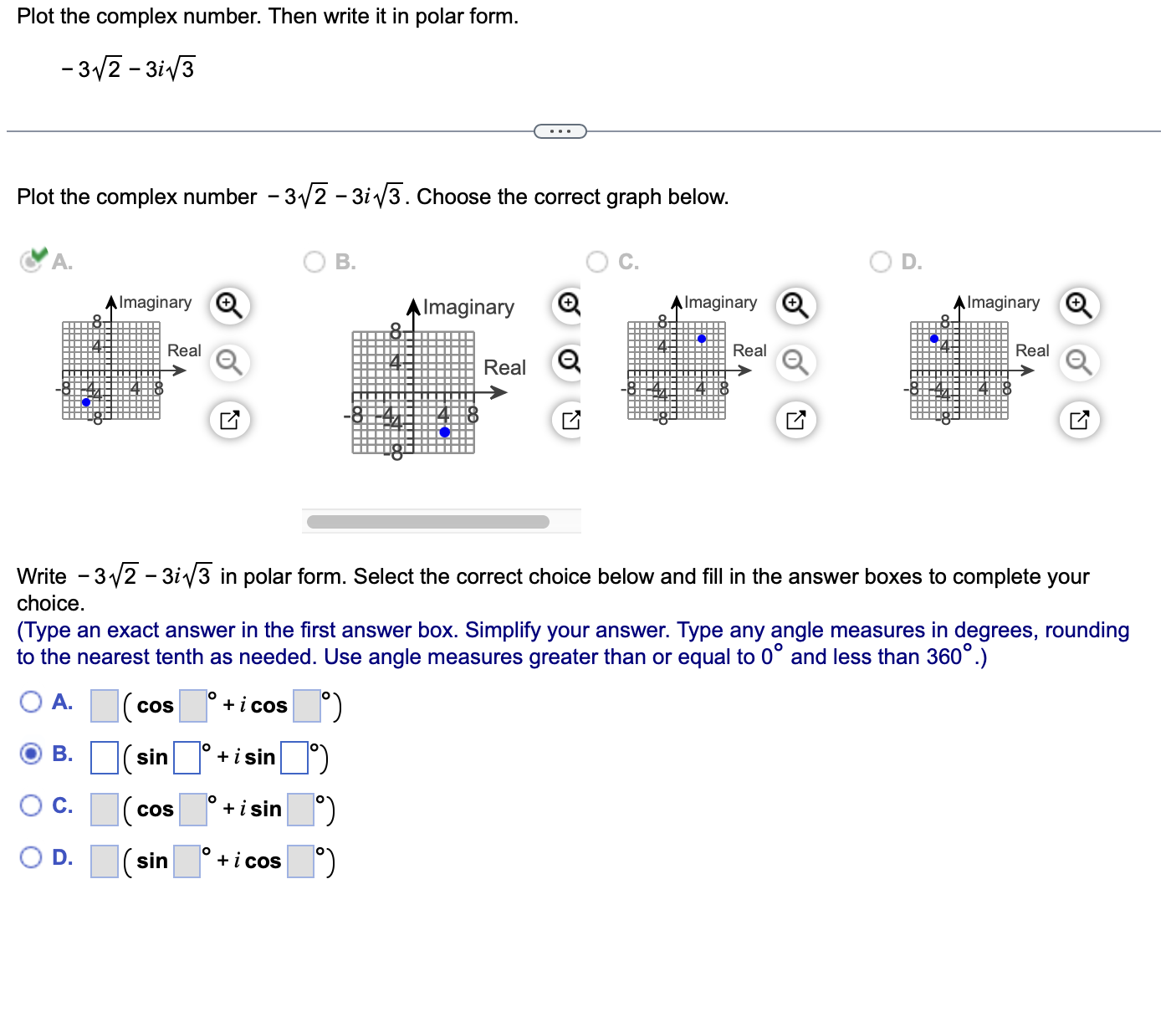 Solved Plot the complex number. Then write it in polar | Chegg.com