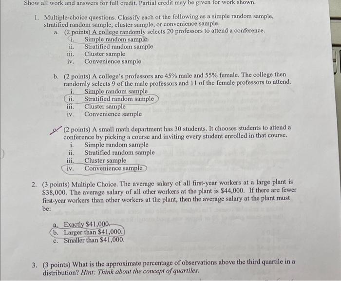 Solved 1. Multiple-choice questions. Classify each of the | Chegg.com