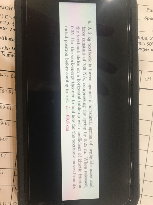 Solved Pai Spik tube. 2 nis 509 Pngera pH 6. A 3 kg textbook | Chegg.com
