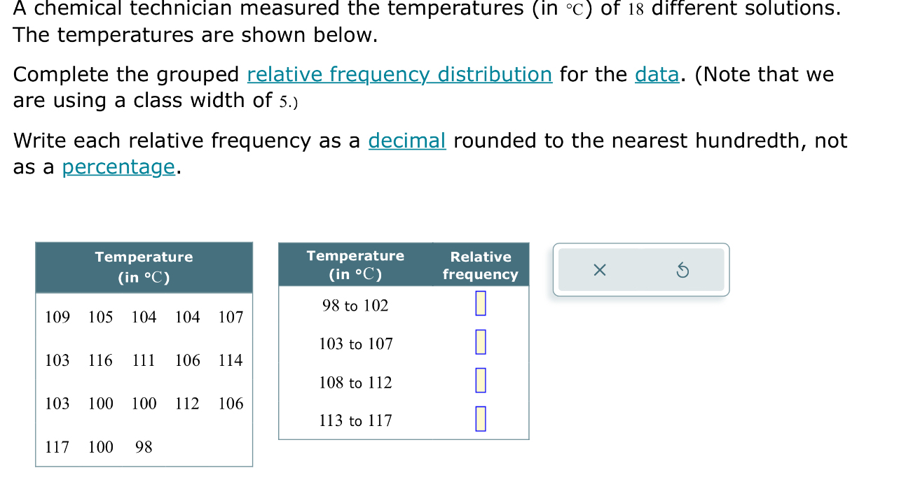 Solved A chemical technician measured the temperatures (in | Chegg.com