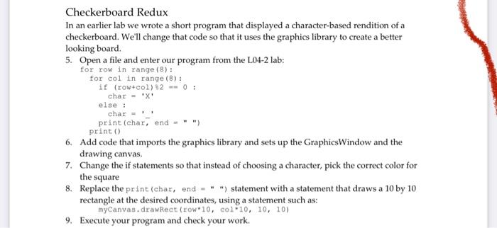 Solved Checkerboard Redux In An Earlier Lab We Wrote A Short 