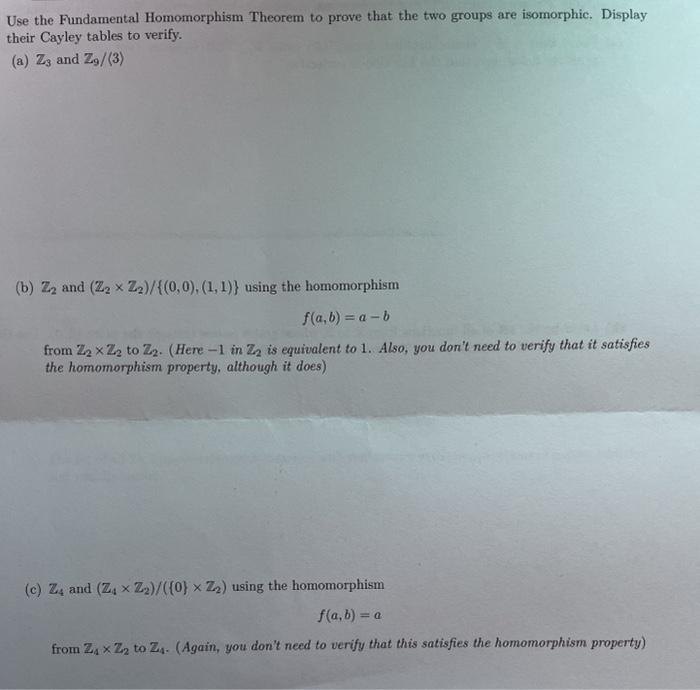 Solved Use the Fundamental Homomorphism Theorem to prove | Chegg.com