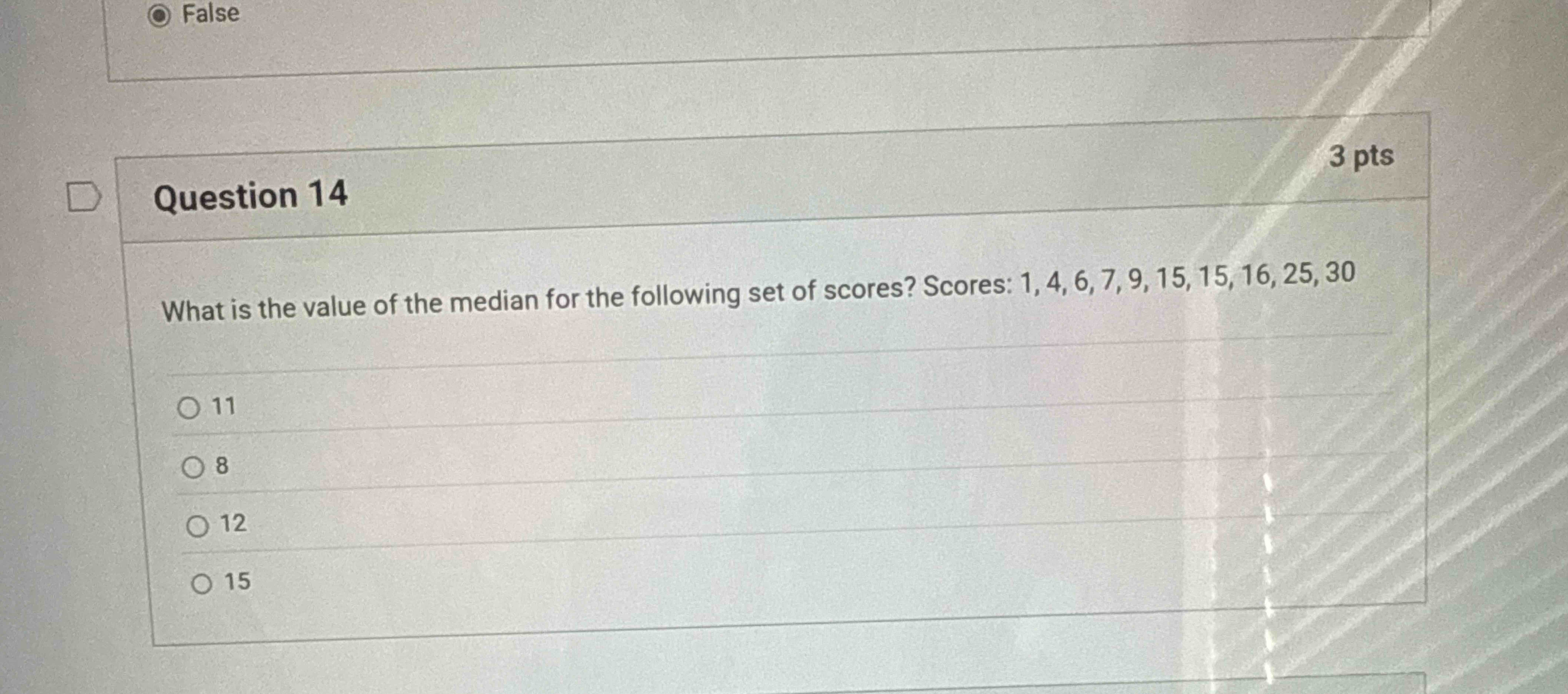 Solved Question 14What is ﻿the value of ﻿the median for the | Chegg.com