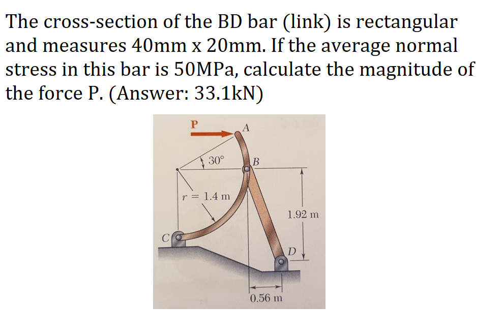 The cross-section of the BD bar (link) ﻿is | Chegg.com