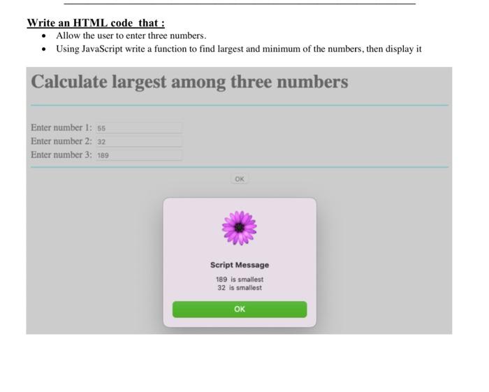 Solved Write an HTML code that : - Allow the user to enter | Chegg.com