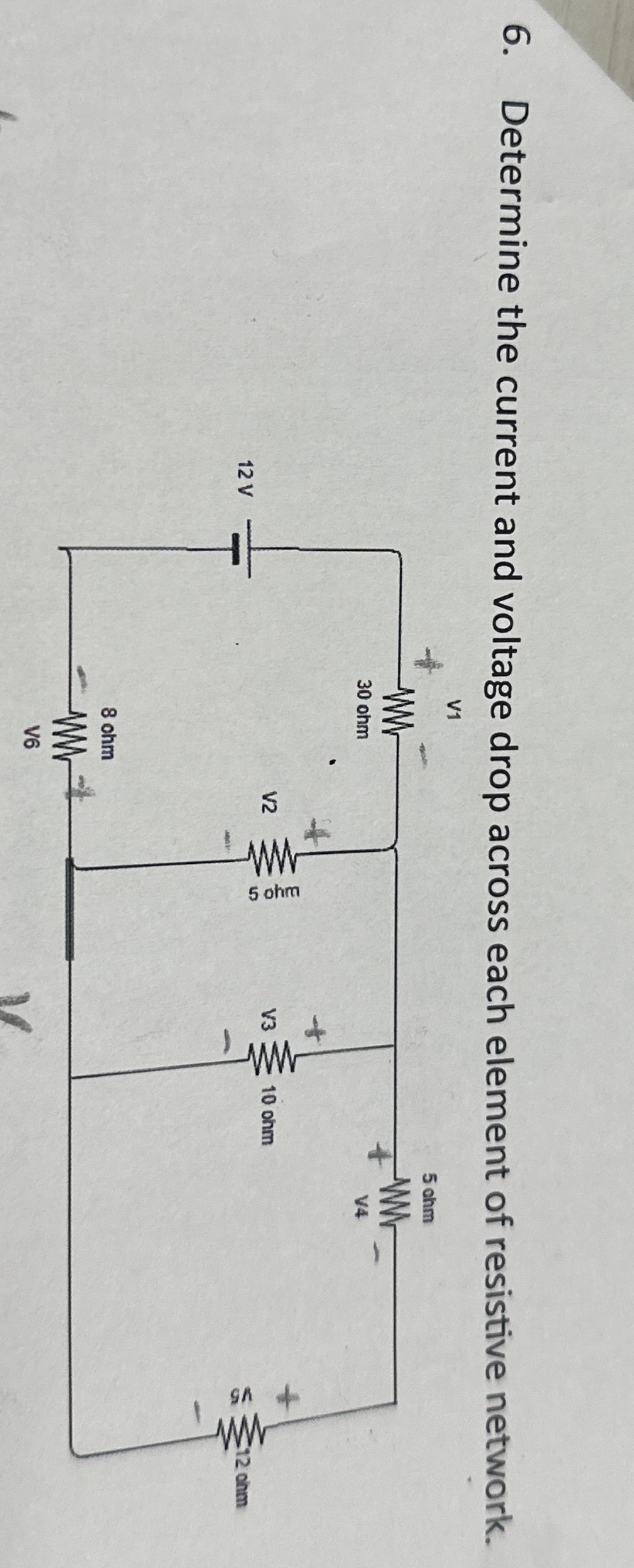 Solved Determine the current and voltage drop across each | Chegg.com