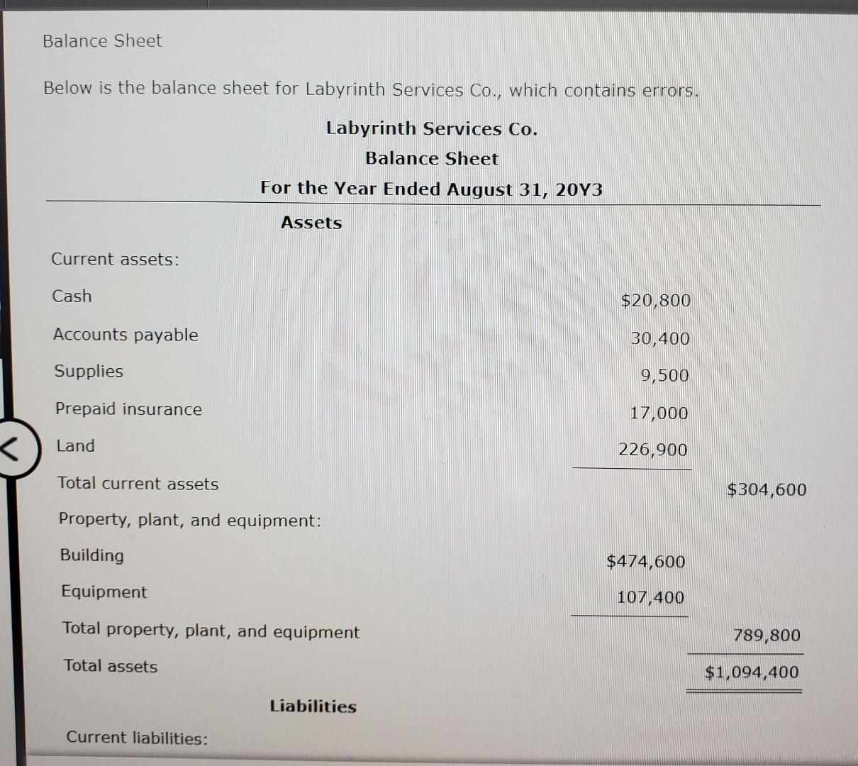 Solved Balance Sheet Below is the balance sheet for | Chegg.com