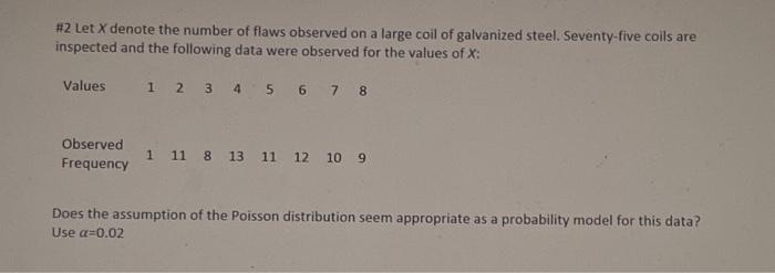 Solved \#2 Let X denote the number of flaws observed on a | Chegg.com
