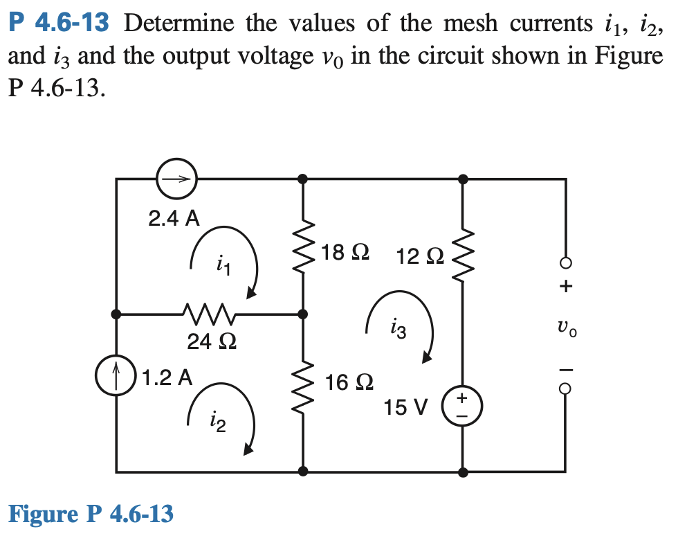 Solved P 4.6-13 ﻿Determine the values of ﻿the mesh currents | Chegg.com