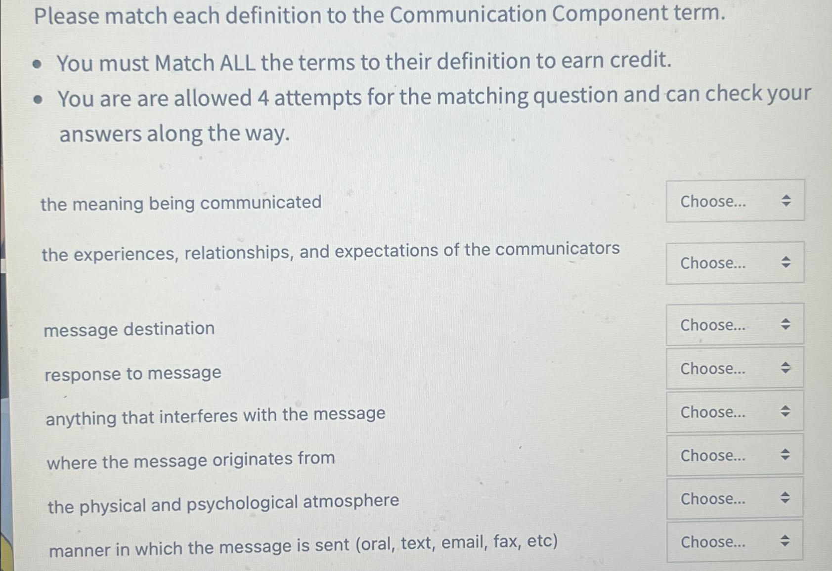 Please match each definition to the Communication | Chegg.com