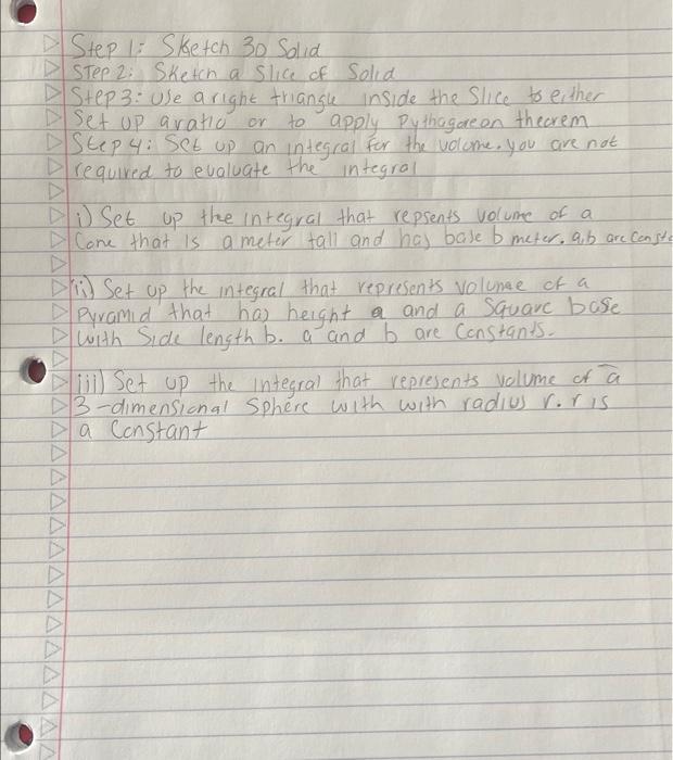 Step 1: Sketch 3o Solid Step 2. Sketen a Slice of | Chegg.com