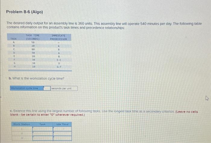 Solved The desired dally output for an assembly line is 360 | Chegg.com