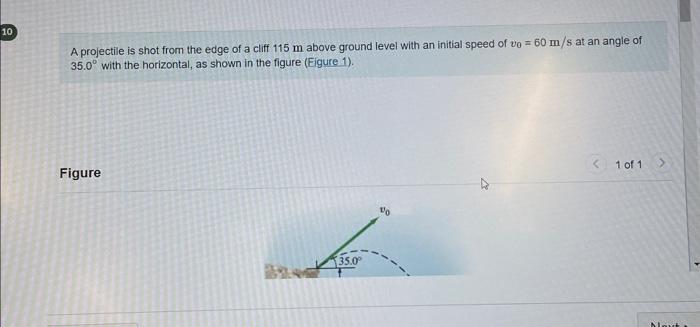 Solved A projectile is shot from the edge of a cliff 115 m | Chegg.com