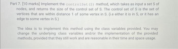 Solved Part 7. [10 marks] Implement the controlSet (S) | Chegg.com