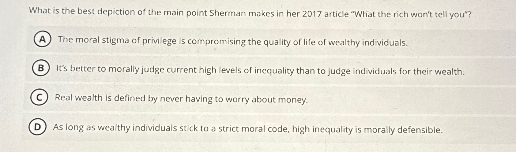 Solved What is the best depiction of the main point Sherman | Chegg.com